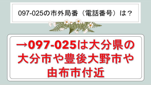 0970の市外局番はどこ？097-021や-025はどこか（地域）？【電話番号：迷惑電話？大分市など大分？】｜白丸くん