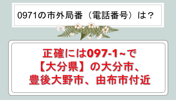 0971の市外局番はどこ？097-134や-119はどこか（地域）？【電話番号：迷惑電話？大分市など大分？】｜白丸くん