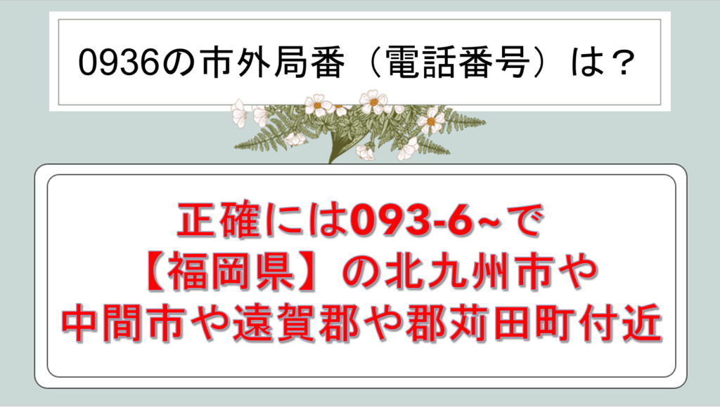 0936の市外局番はどこ？093-616や-663の地域【電話番号：迷惑電話？北九州市など福岡？】｜白丸くん